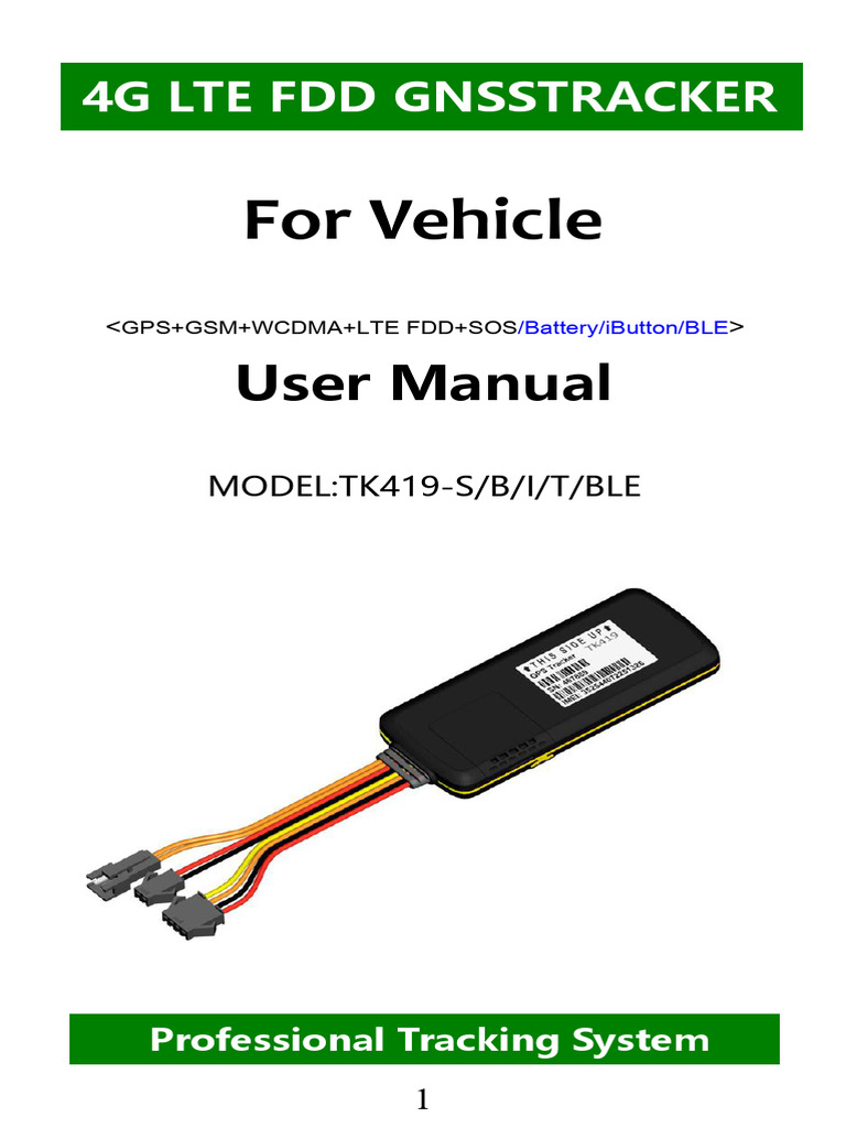 TK419 GPS Tracker User Manual | PDF