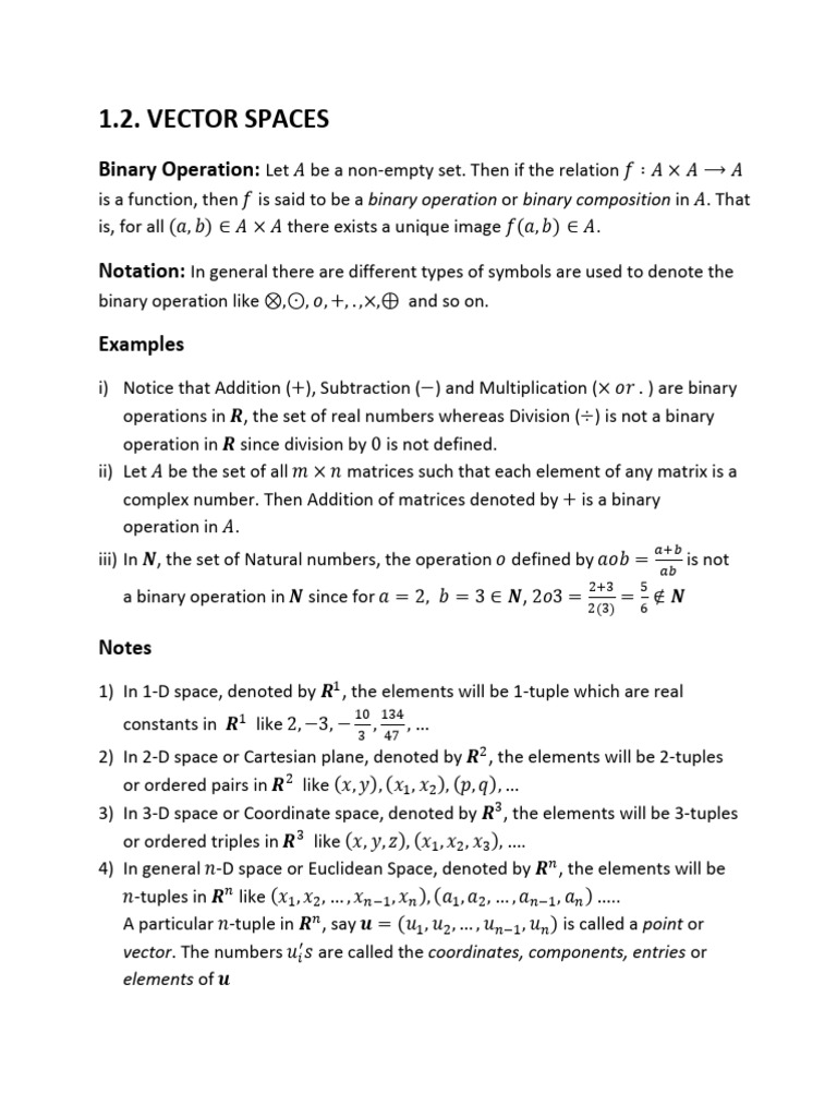 1.2. Vector Spaces-Students' | PDF | Vector Space | Linear Subspace