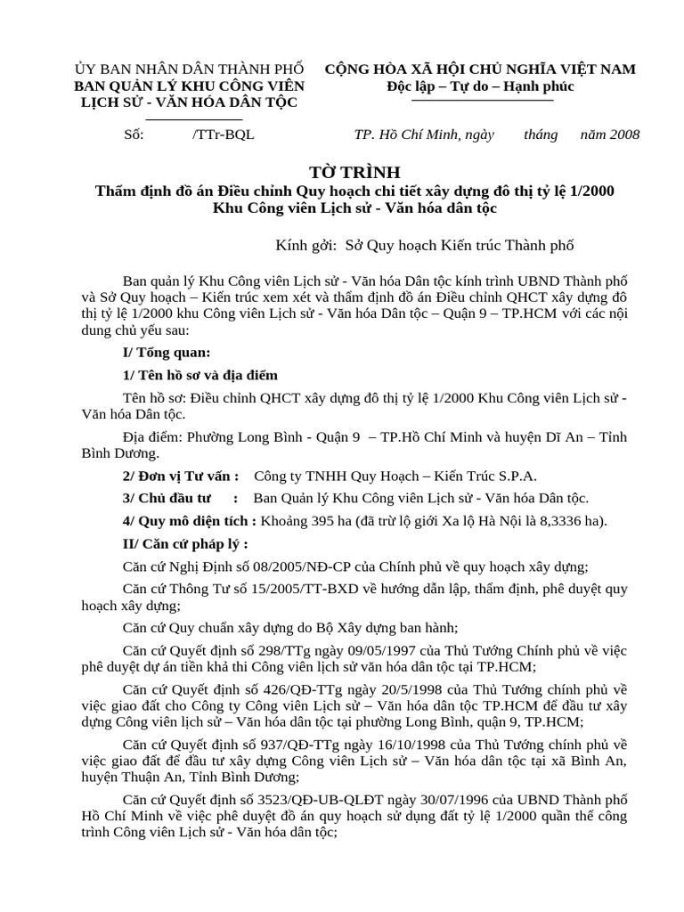 TTR Tham Dinh Do An Dieu Chinh QHCT Ti Le 1-2000 CVLSVHDT | PDF