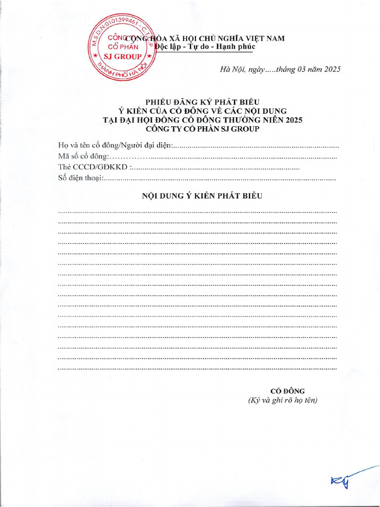 Phieu Dang Ky Phat Bieu | PDF