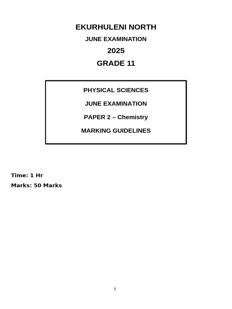 Physical Sciences p2 GR 11 June Exam 2025 Memo | PDF | Chemical Bond | Atomic