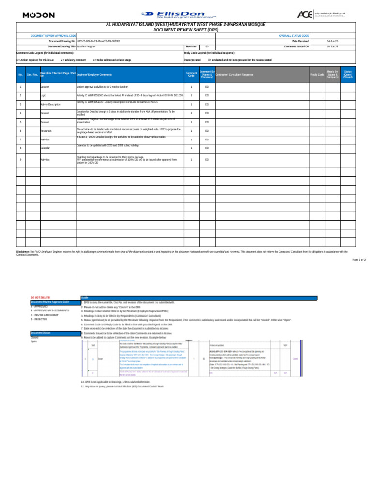 HW-GEN-TMP-00-Document Review Sheet DRS For Marsana Mosque Design | PDF
