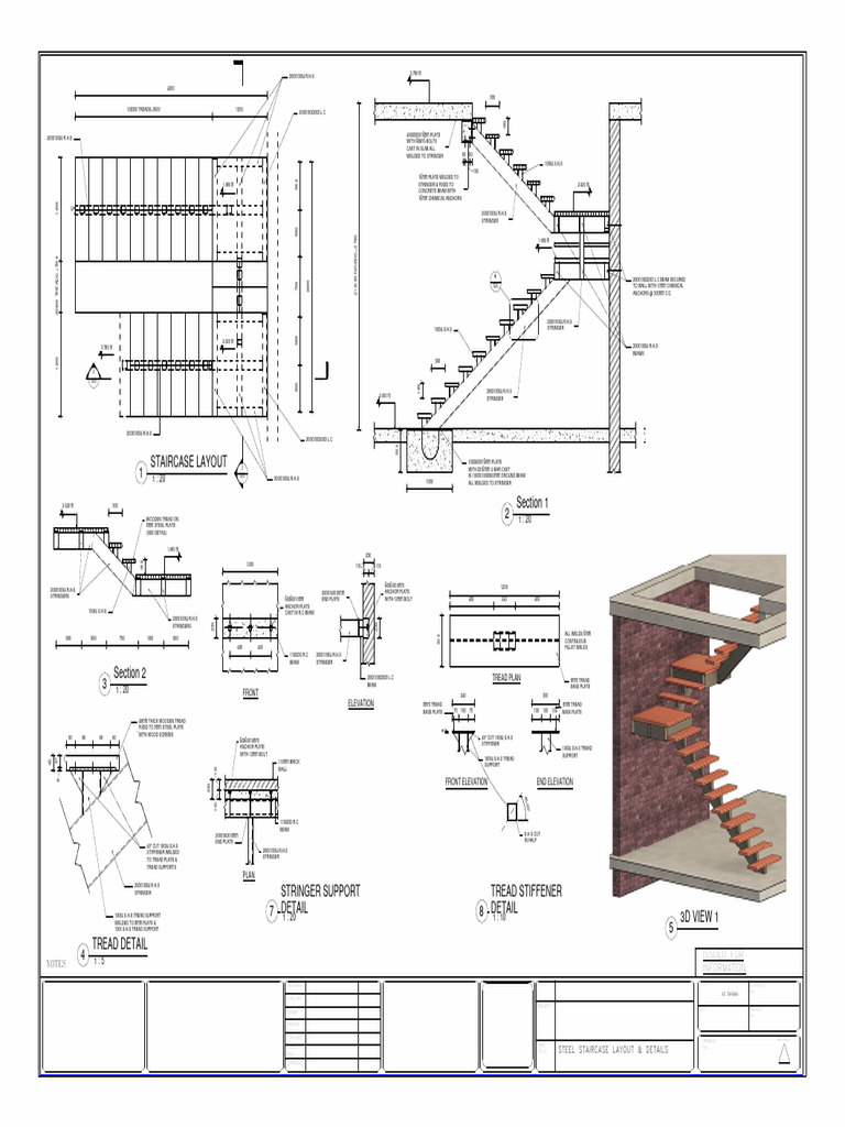 STEEL STAIRCASE - Sheet - S25 - STEEL STAIRCASE LAYOUT | PDF | Civil ...