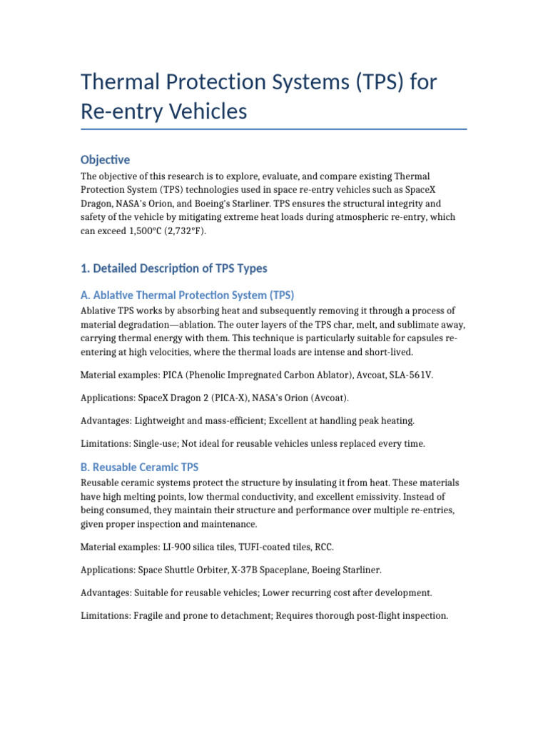 TPS Reentry Assignment Uzma | PDF | Atmospheric Entry | Space Shuttle ...