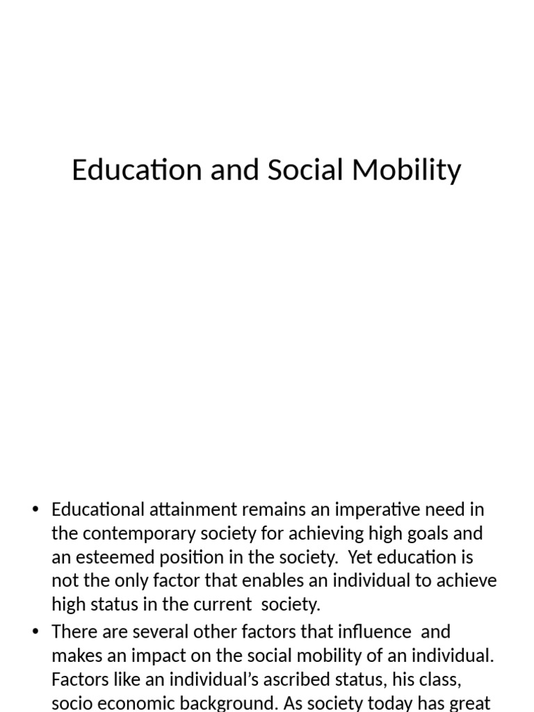 Education and Social Mobility | PDF | Social Mobility | Meritocracy