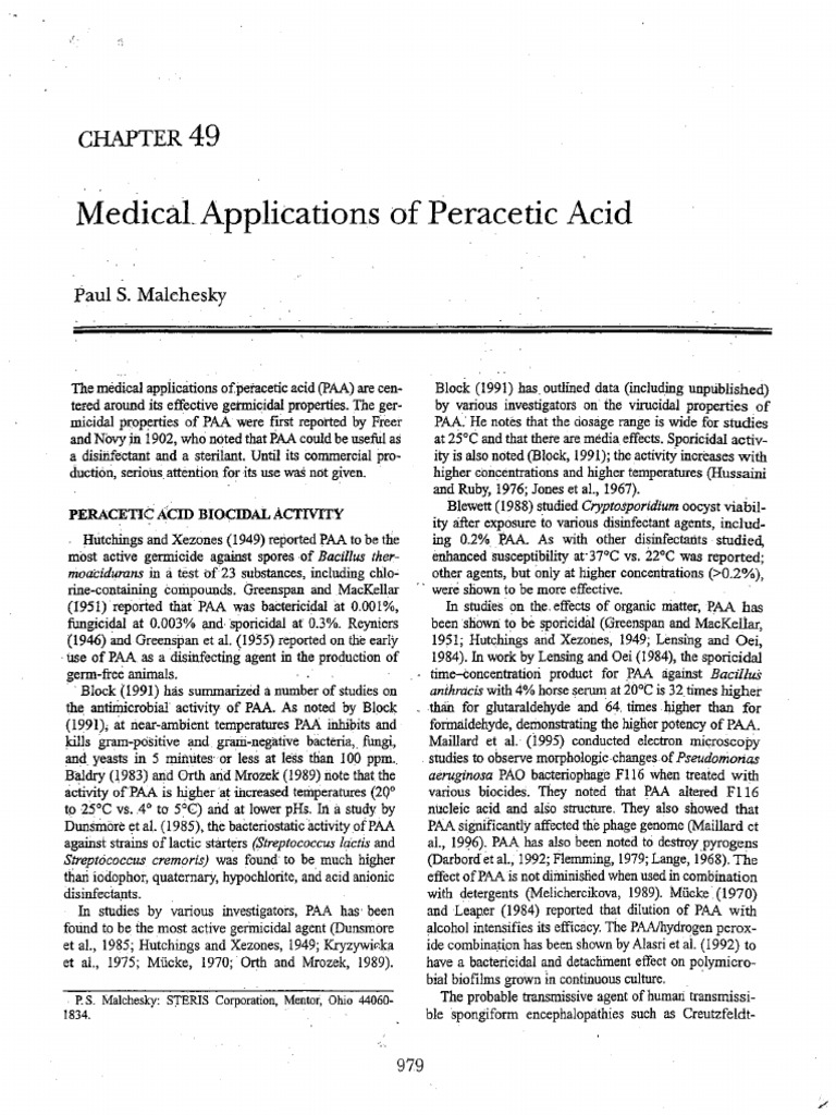 Medical Application of Peracetic Acid p983 | PDF
