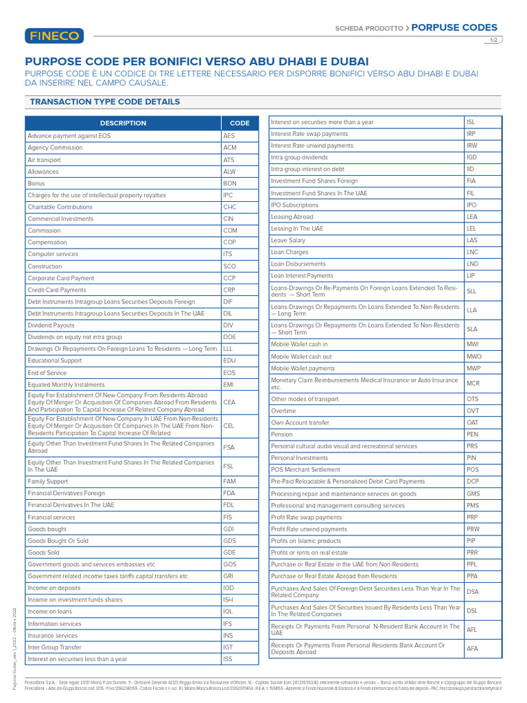 Purpose of Transfer | PDF | Loans | Payments