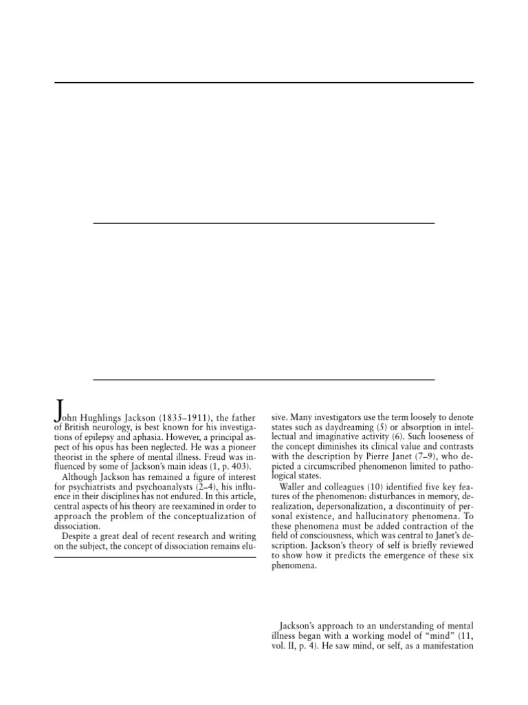 Meares 1999 The Contribution of Hughlings Jackson To An Understanding ...