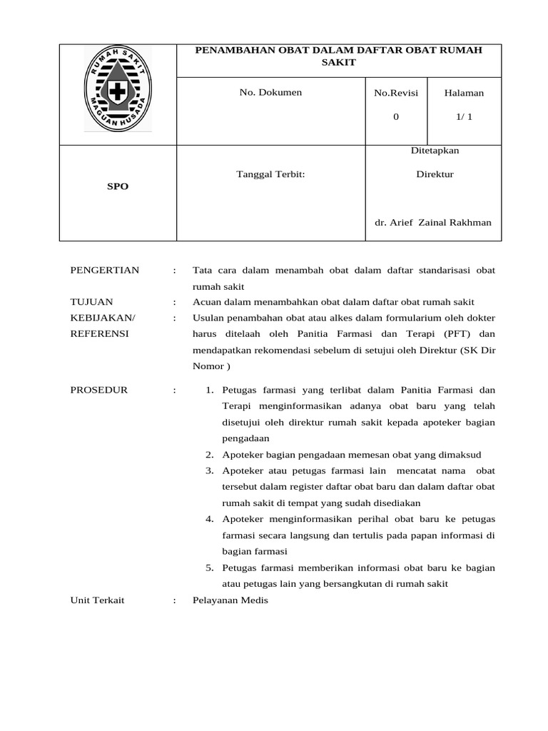 A. Spo Penambahan Obat Baru, Spo Pembatasan Penulisan Resep | PDF