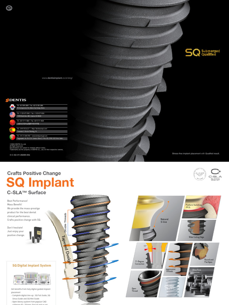 Dentis SQ Implant Catalog 2024 | PDF | Dental Implant | Screw