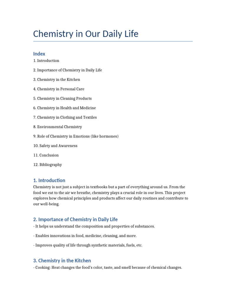 Chemistry's Role in Daily Life | PDF | Chemistry