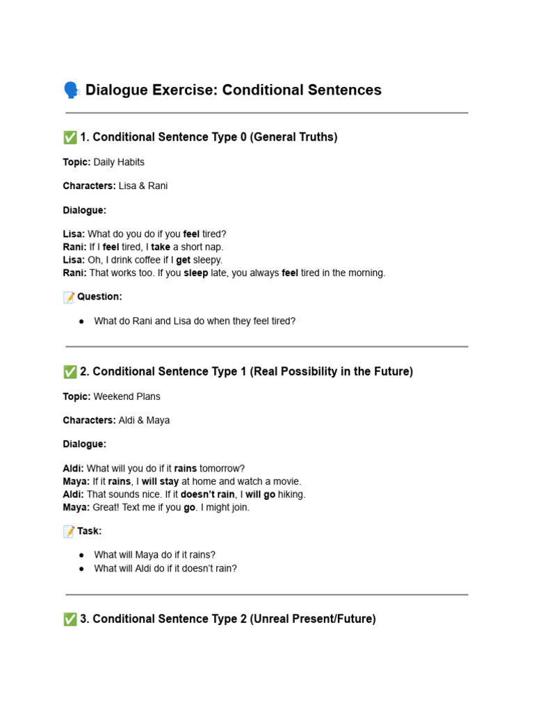 Conditional If - Conversation Exercise | PDF