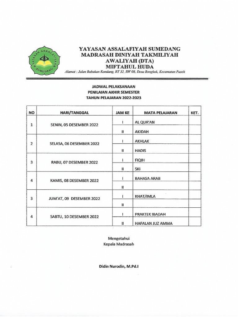 Contoh Jadwal | PDF