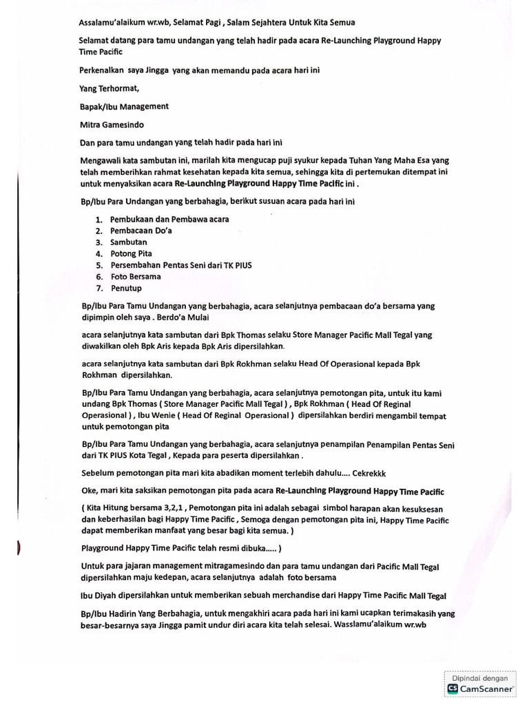 Teks MC Ceremonial | PDF