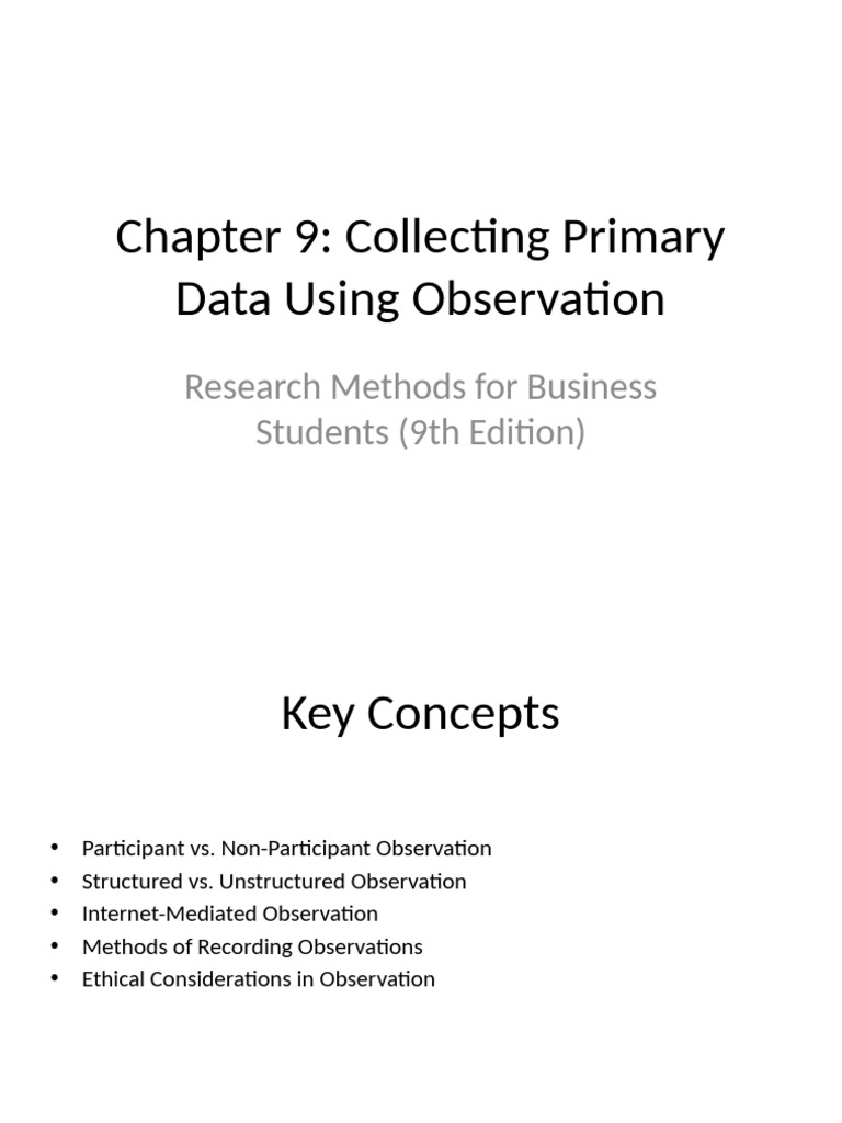 Chapter 9 Collecting Primary Data Using Observation | PDF