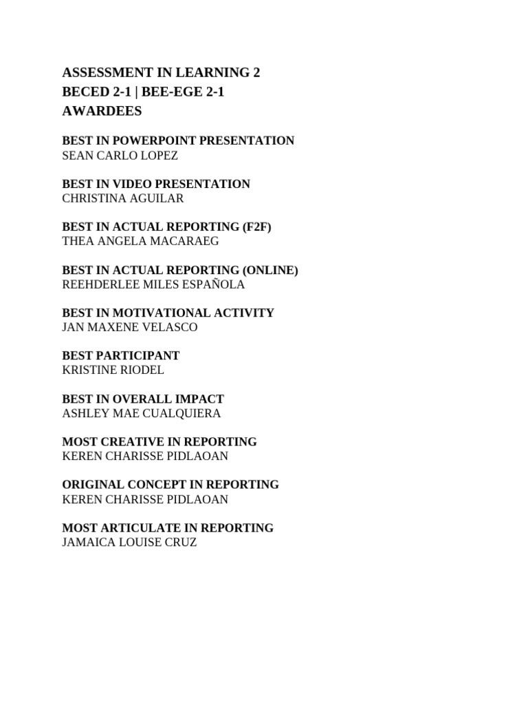 Asl 2 Awardees | PDF