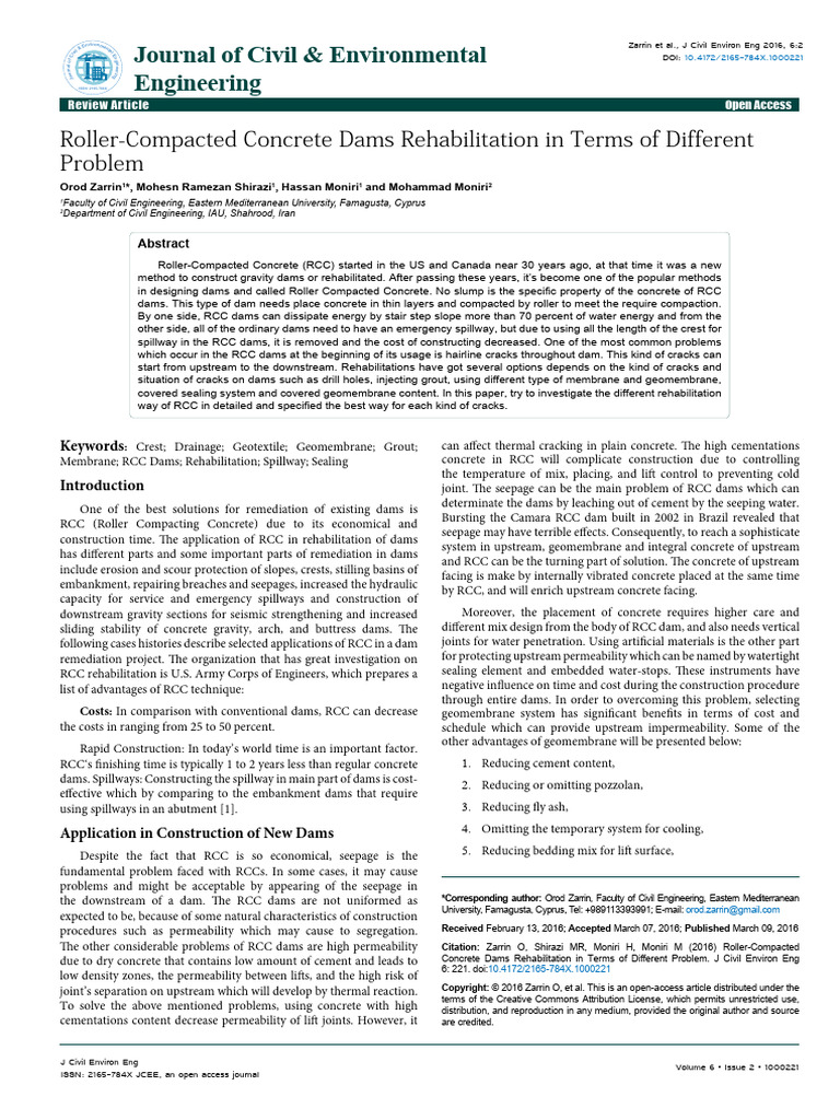 Roller Compacted Concrete Dams Rehabilit | PDF | Dam | Concrete