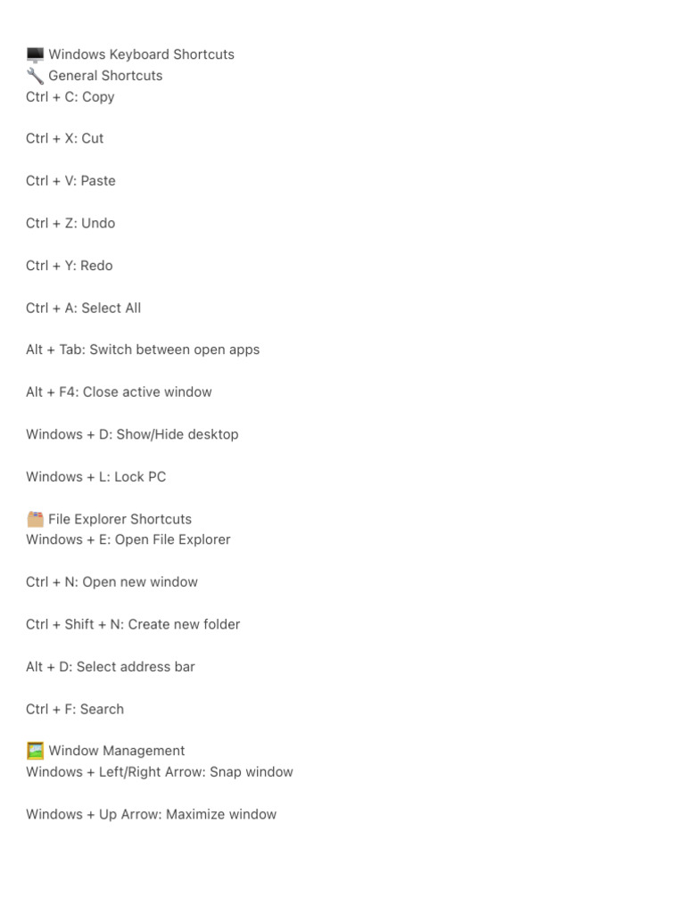 ? Windows Keyboard Shortcuts | PDF