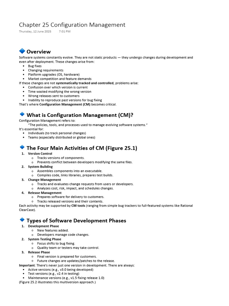 Chapter 25 Configuration Management | PDF | Software Development | Version Control
