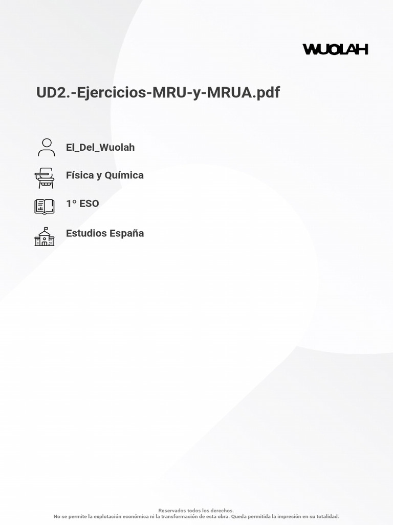 Wuolah Premium UD2. Ejercicios MRU y MRUA 1 | PDF | Velocidad | Tren