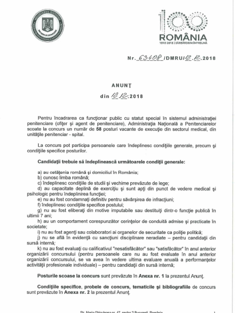 Anunţul de Concurs 2 | PDF