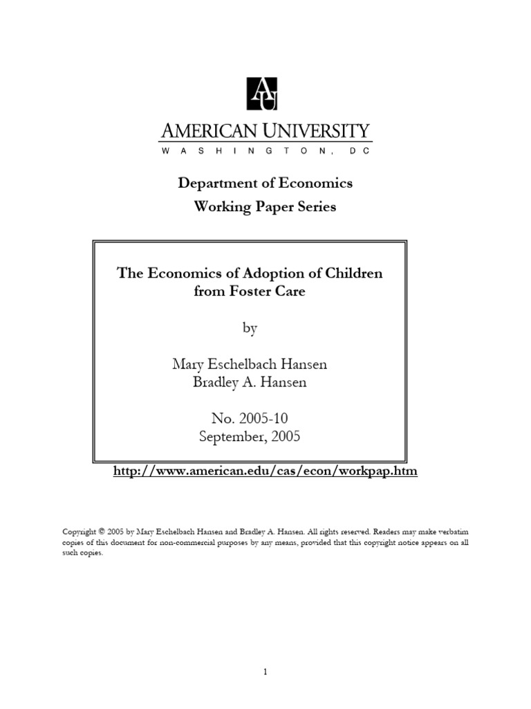 Economics of Foster Care Adoption | PDF | Cost Of Living | Adoption