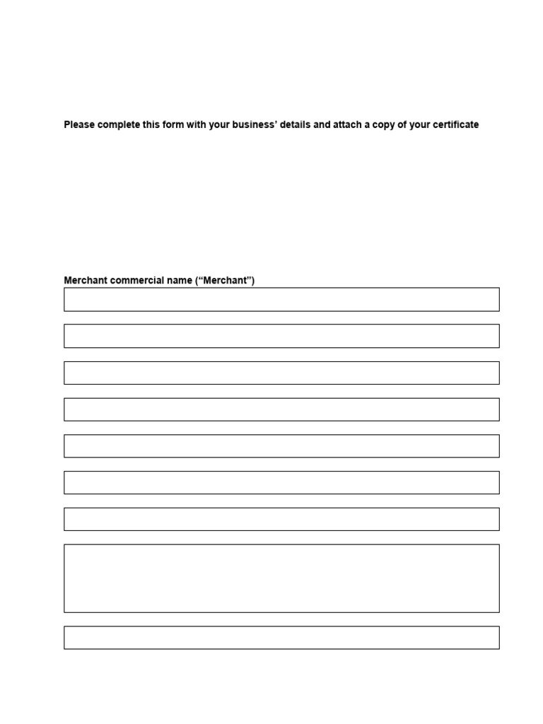Merchant Application Form - English | PDF