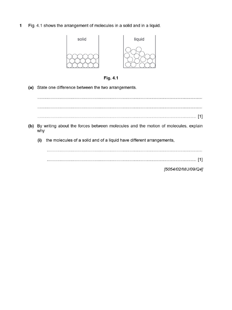 O Level Topical Past Papers - Kinetic Particle Model of Matter ...