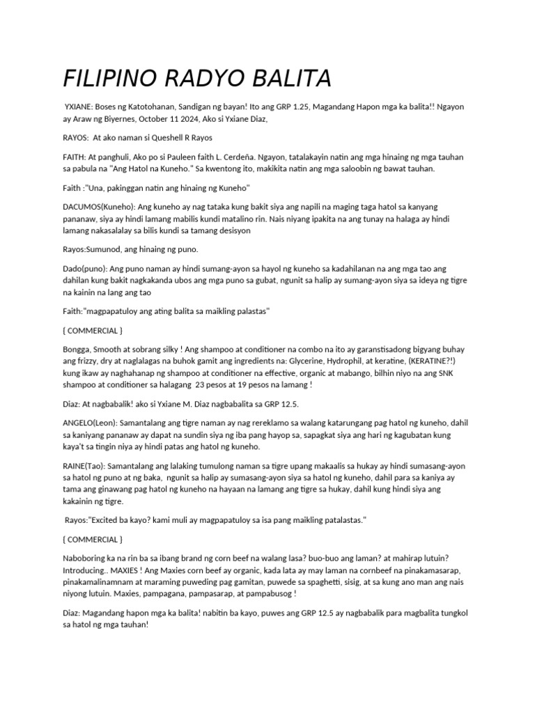 Filipino Radyo Balita | PDF