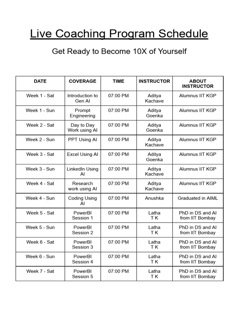 KGP Live AI Coaching Schedule | PDF | Data | Application Software