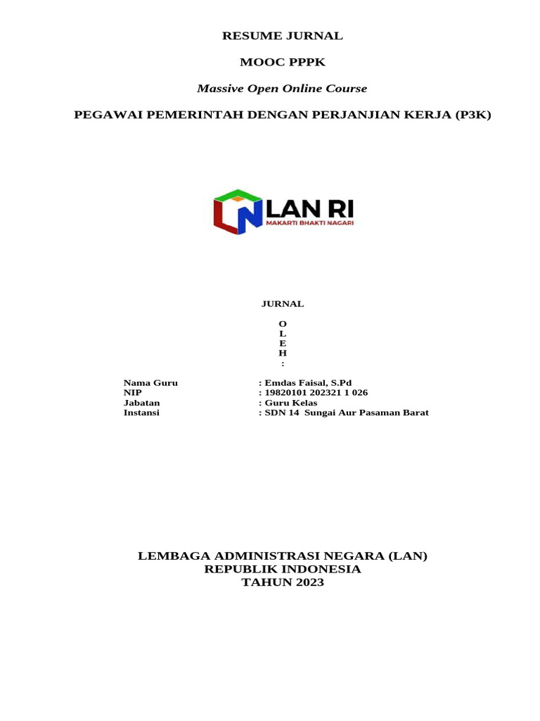 Resume MOOC PPPK untuk ASN 2023 | PDF