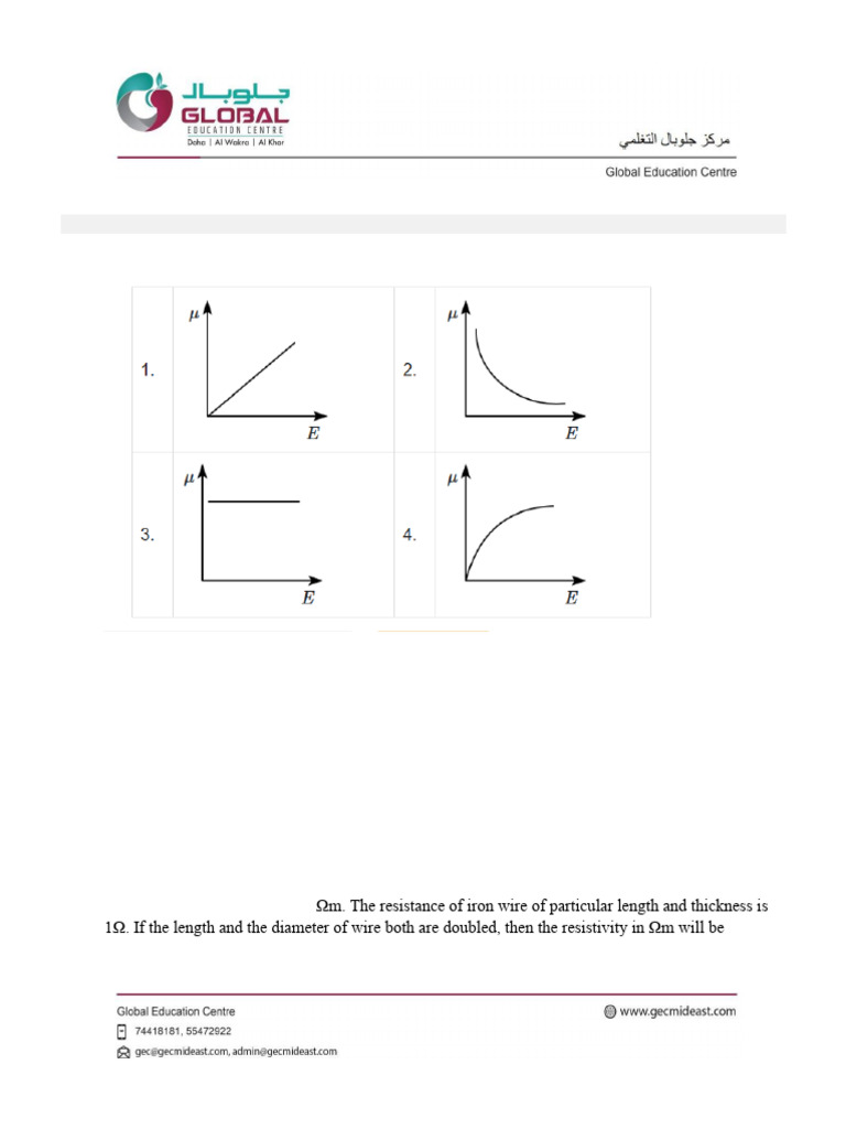 Current Electricity Worksheet for JEE/NEET | PDF | Electric Current ...