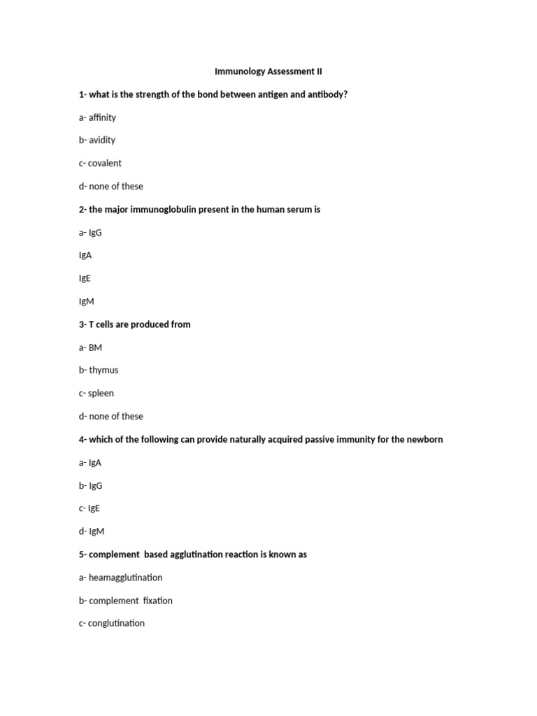 Immunology Assessment II' | PDF | Antibody | Immune System