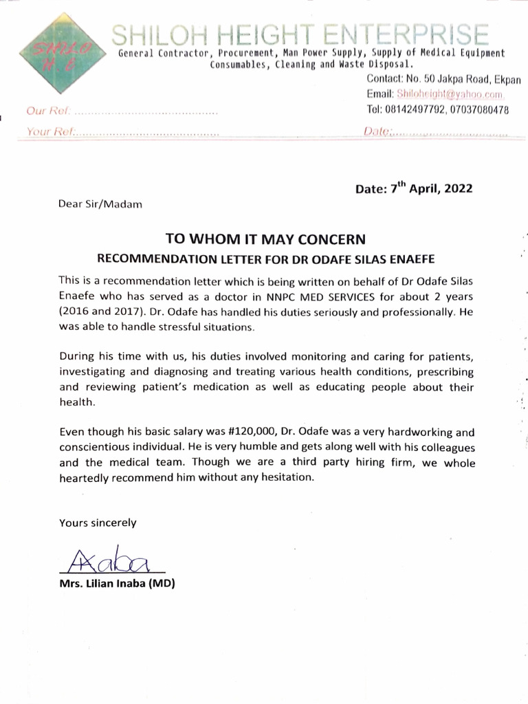 NNPC Reference Letter | PDF