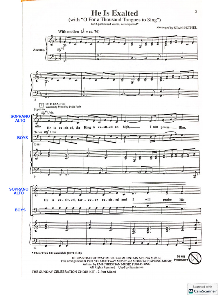 He is Exalted the King is Exalted (SAB) | PDF