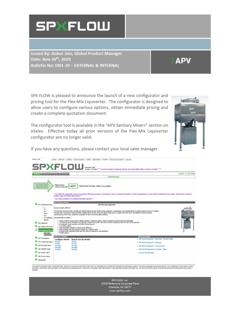 Apv Mixer Flexmix Liquiverter Esales Configurator Pricing Tool dn1 20 ...