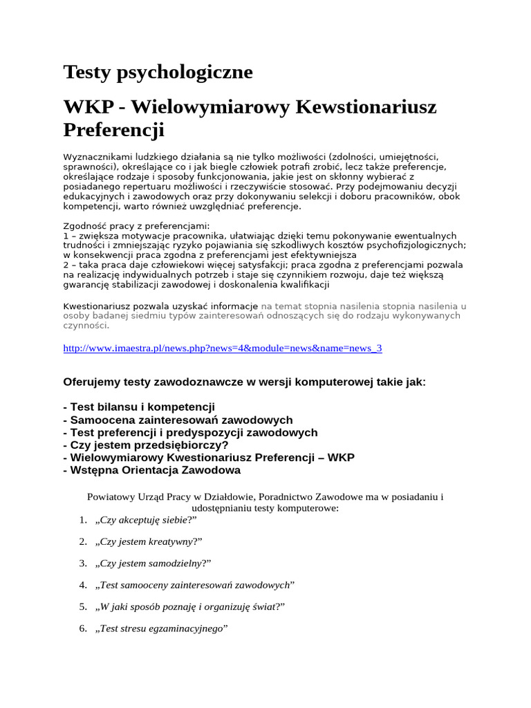 Testy Psychologiczne | PDF
