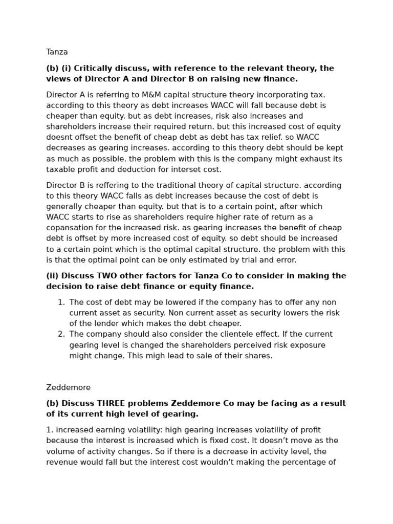 WACC Theory and Capital Structure Insights | PDF | Financial Risk ...