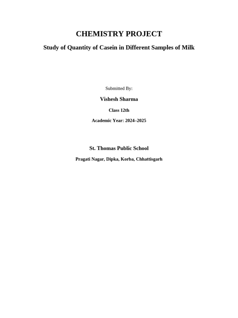 Casein Content in Milk Samples Study | PDF | Milk | Chemistry