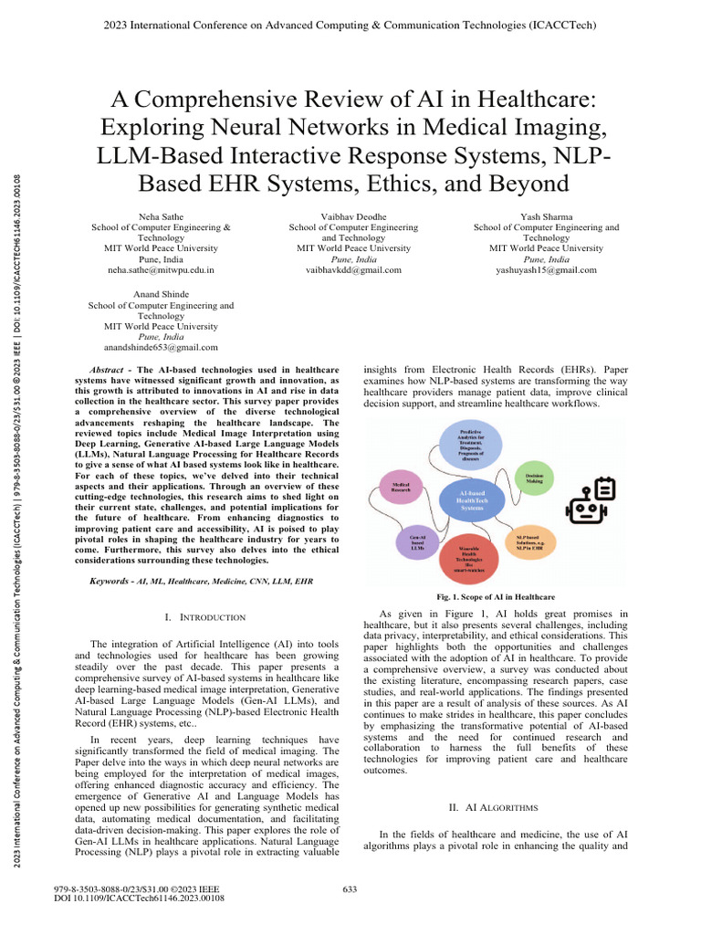 A Comprehensive Review of AI in Healthcare Exploring Neural Networks in Medical Imaging - LLM ...