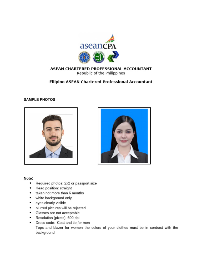 Annex a-ASEAN CPA - Photo Req-Template | PDF