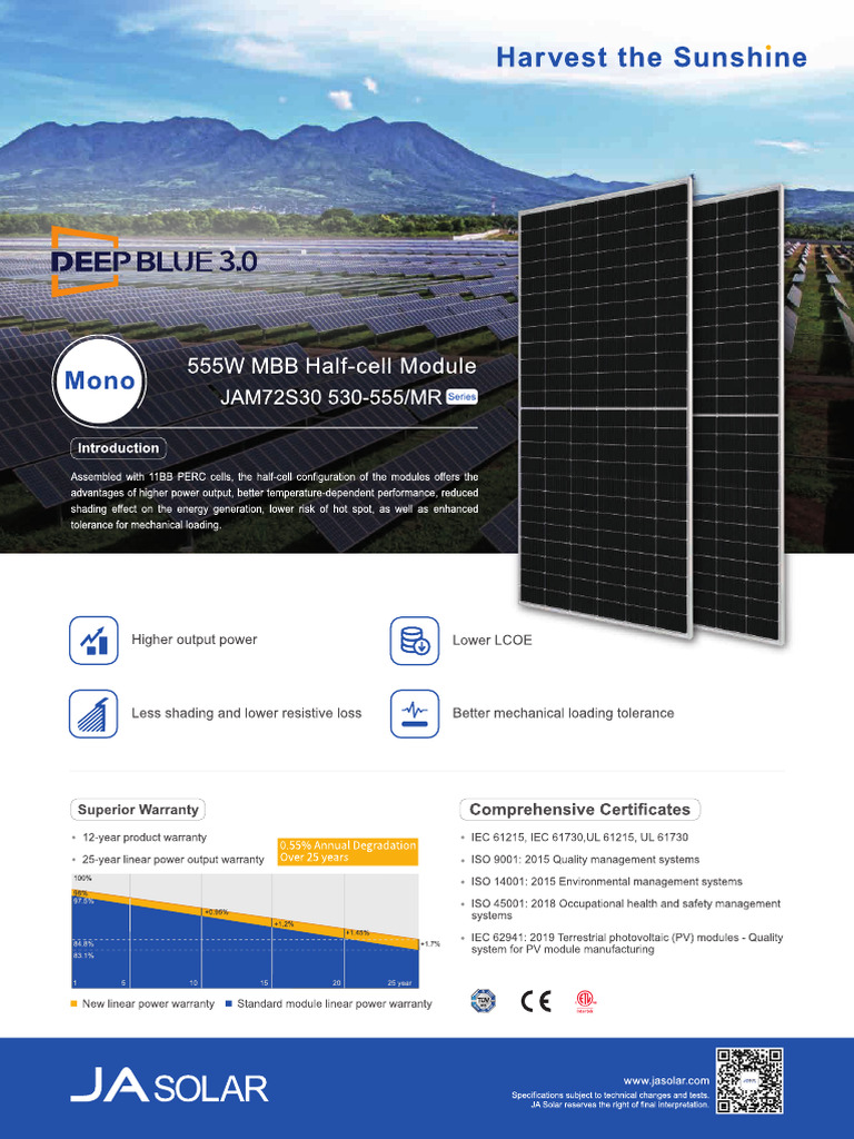 JA Solar 550W - Datasheet | PDF