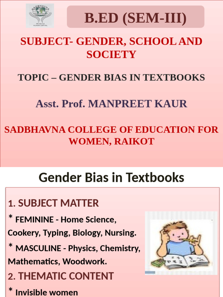 18 Gender Bias in Textbooks | PDF