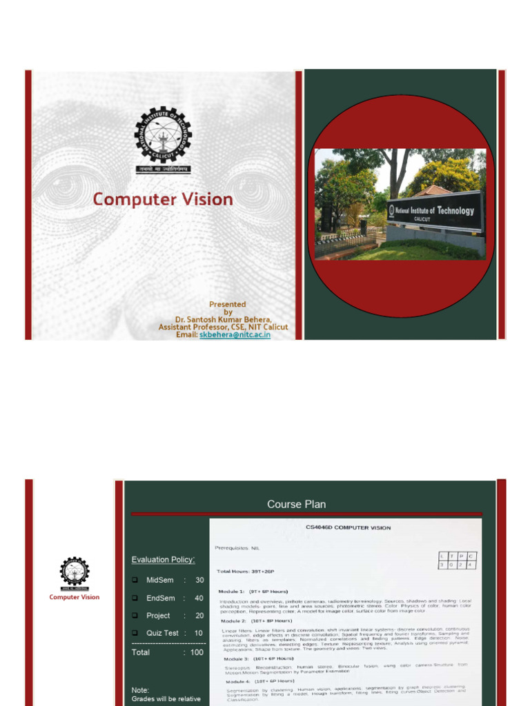 Computer Vision Course Overview | PDF | Imaging | Digital Signal Processing
