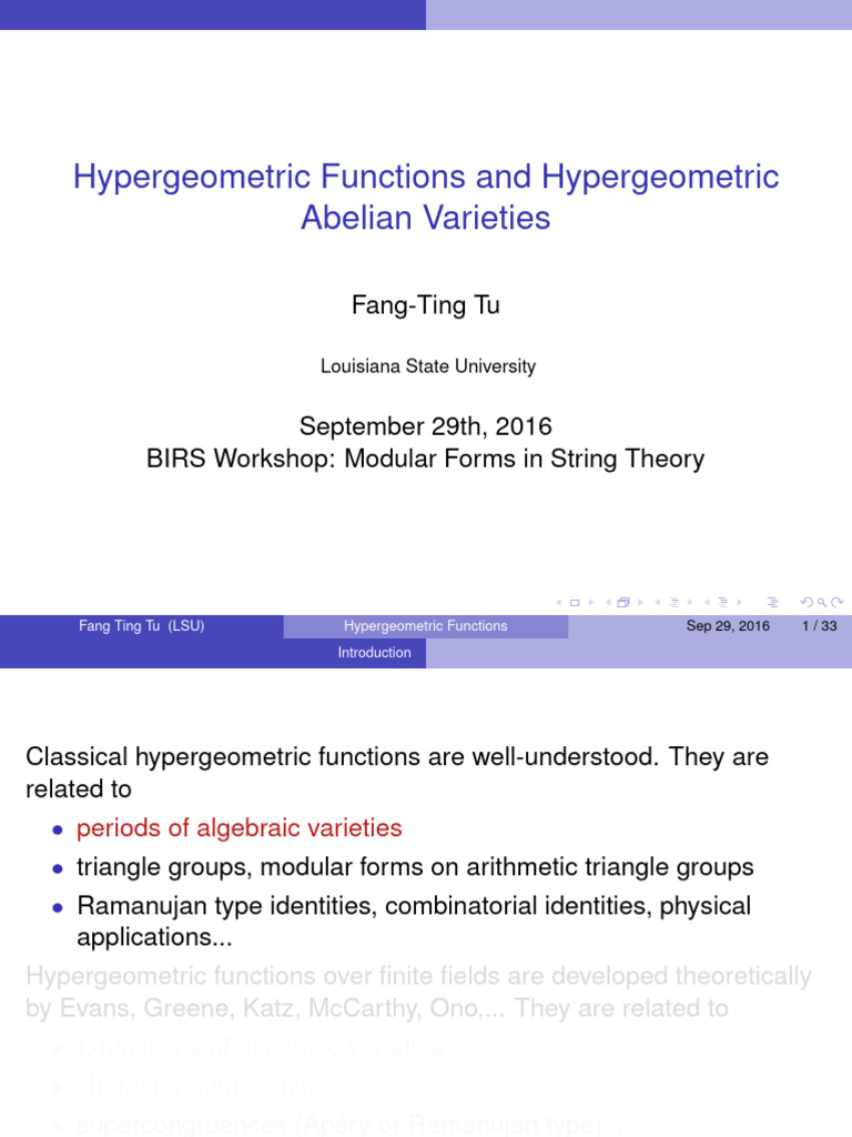Hypergeometric Functions and Hypergeomet | PDF | Function (Mathematics) | Mathematical Analysis