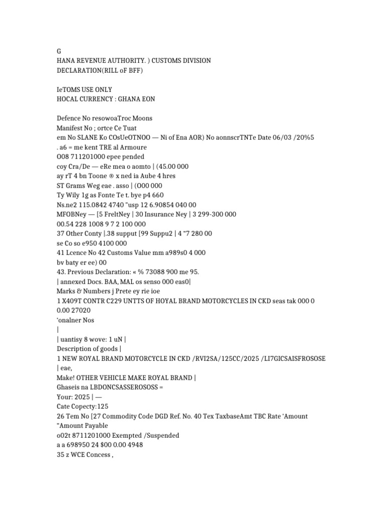 GRA Customs Declaration | PDF