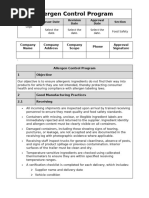 Allergen Control Program Guide | PDF | Public Health | Foods