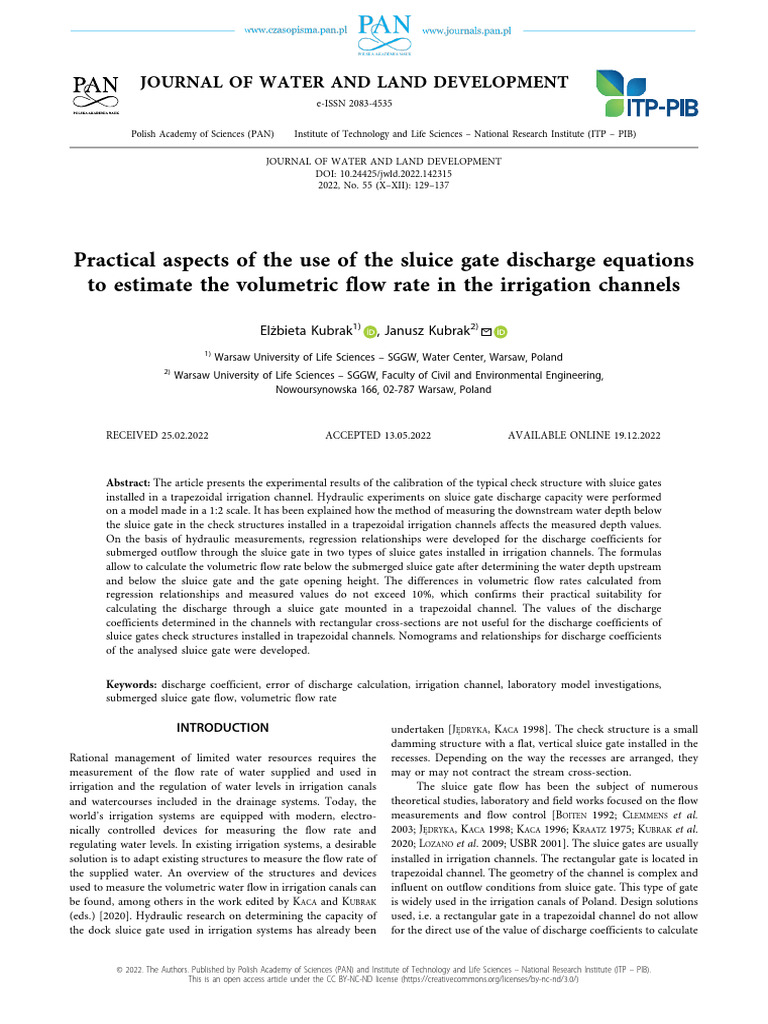 Practical Aspects of The Use of The | PDF | Discharge (Hydrology ...