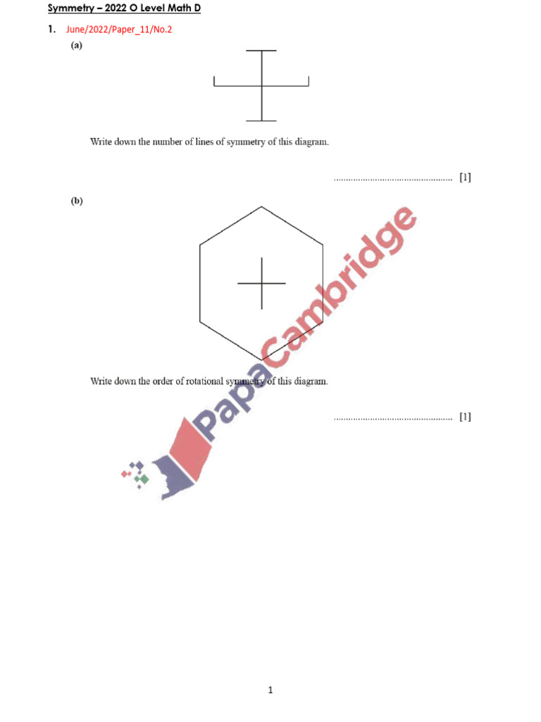 2022 Symmetry O Level 4024 | PDF