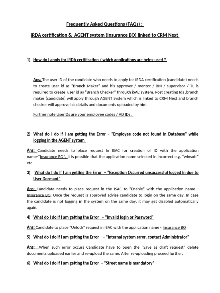 IRDA FAQs | PDF | Software | Computing